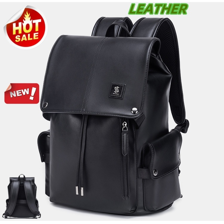 Leather Backpack Daniel Manis Men Laptop Backpack 18" Multifunctional ...