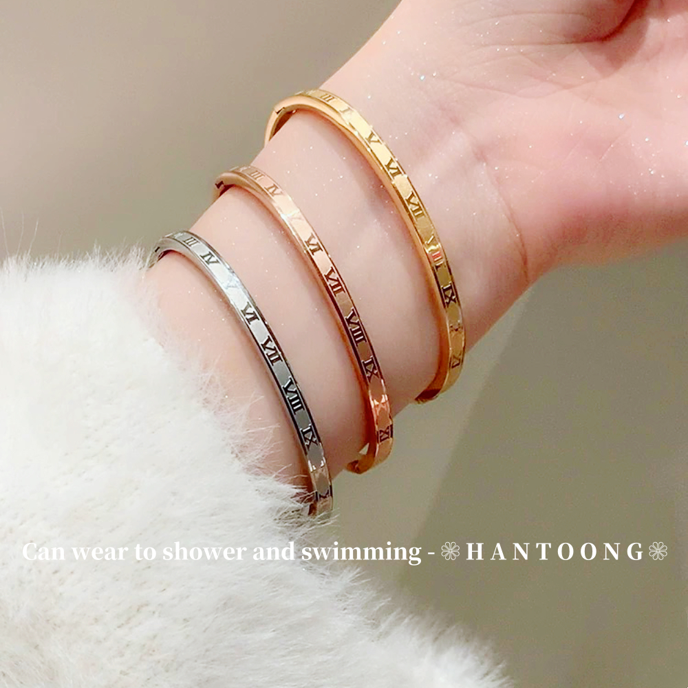 Premium 24K Gold Plated Bangle Titanium Original Roman Bracelet for ...