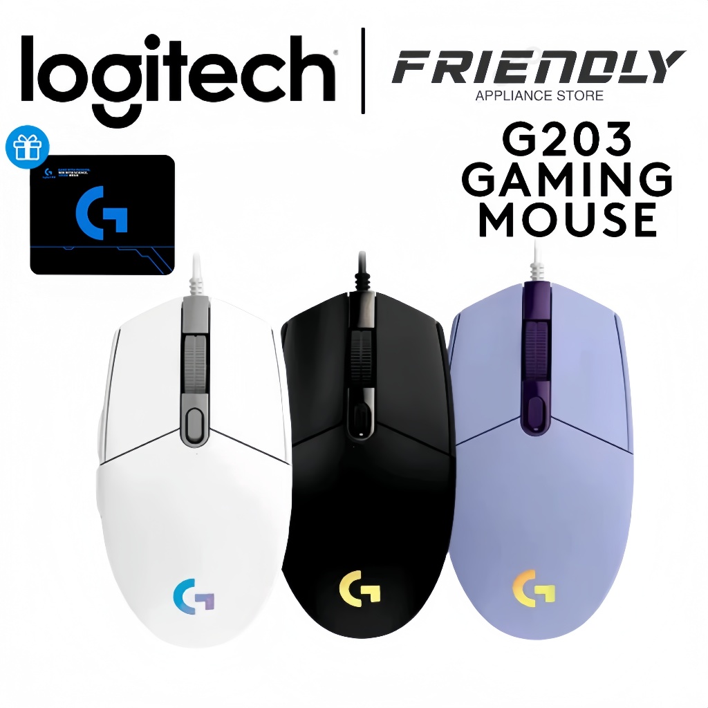 Logitech Gaming Mouse G203 2nd Gen 8,000 DPI, Rainbow Optical Effect ...