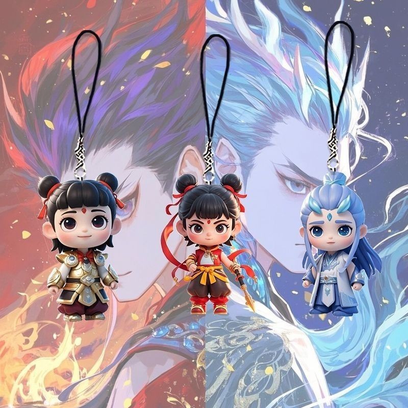 Nezha Keychain Anime Peripheral Character Car Rearview Mirror Pendant ...