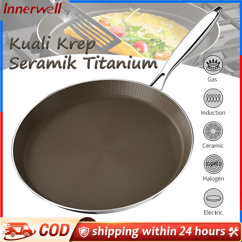 Innerwell Stainless Steel Crepe Pan - Titanium Ceramic Nonstick Crepe ...