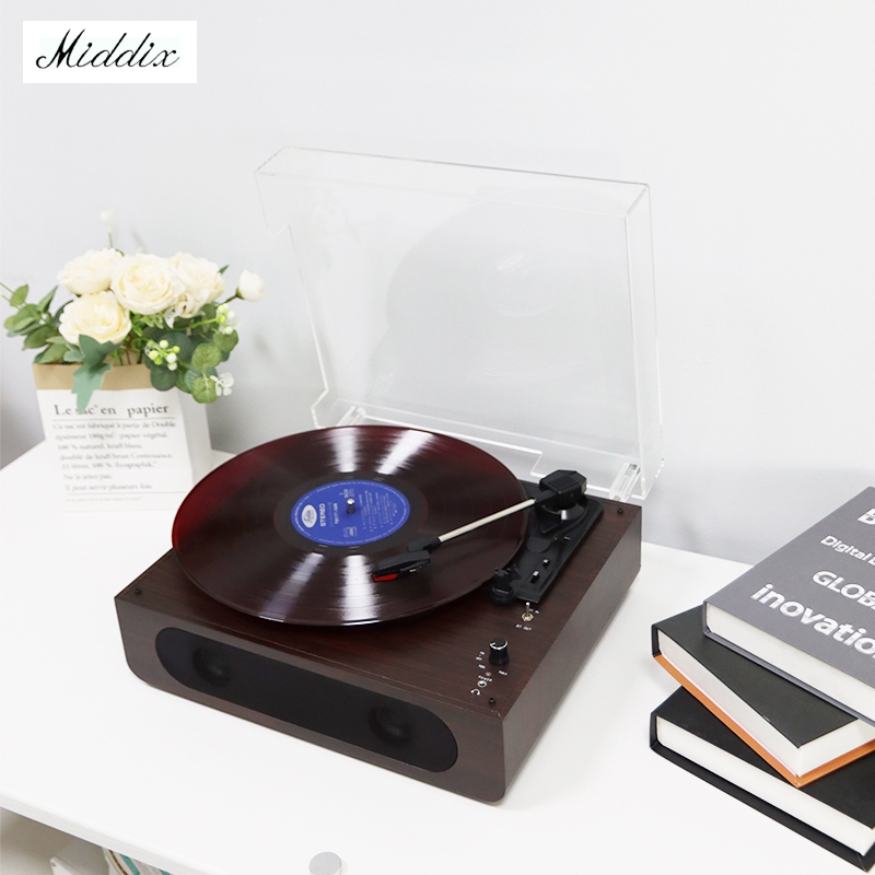 Middix Retro Vinyl Record Player Built-in Speaker Can be Connected to ...
