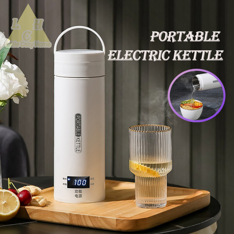 500ml Portable Electric Kettle Travel Mini Thermal Flask Temperature ...
