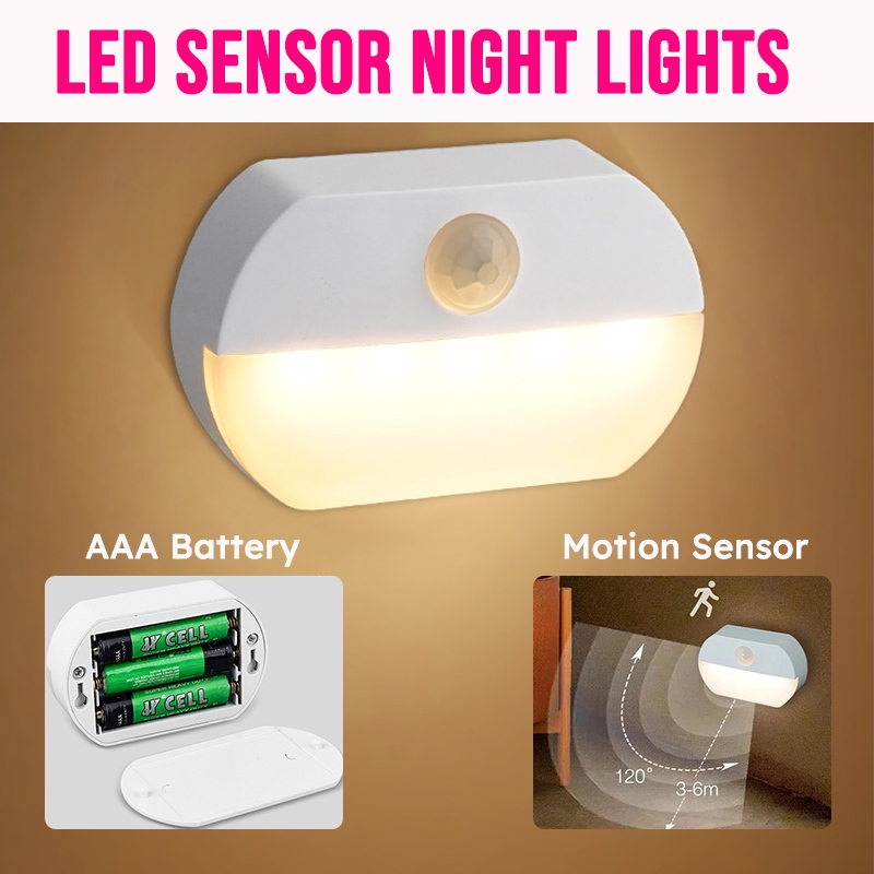 LED Sensor Night Lights 3-6M Sensor Distance AAA Battery Motion Sensor ...