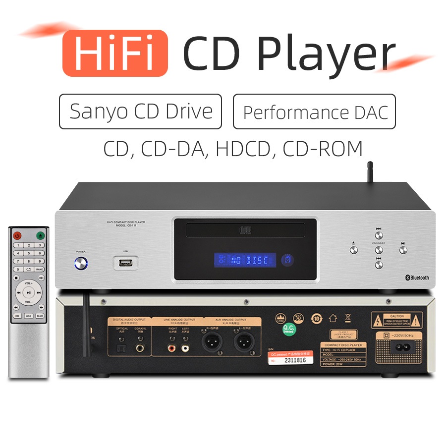 HiFi CD Player with Performance DAC(24Bit 192KHz 103DB) High-Quality Music Single-Disc CD/CD-DA ...