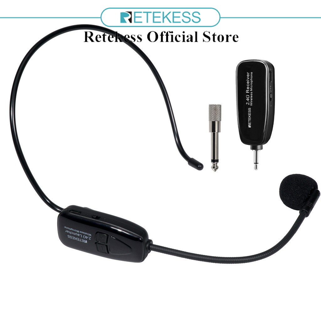 Retekess TT123 2.4G Head-mounted Wireless Microphone Transmitter With ...