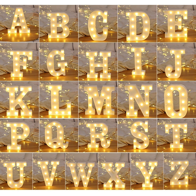 【Local Shipping】16 /21cm Letters LED Lights DIY Symbol Sign Heart Name ...