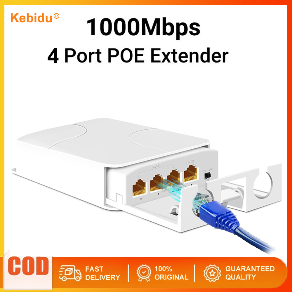 4 Port 1000Mbps POE Repeater 1 To 3 Network Switch PoE Extender for IPC ...