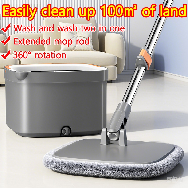 Hand Wash Free Spin Mop Flat Mop Set Clean & Dirty Water Separation ...