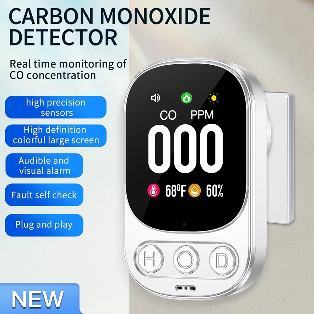 Carbon Monoxide Detector CO Temp Humidity Fire and Smoke Detector Plug ...
