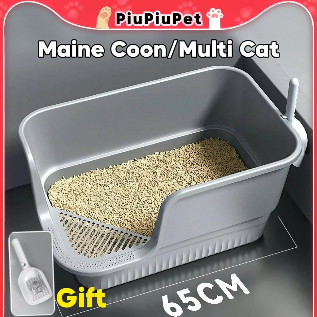 【65cm】Cat Litter Box Deeper Anti-splash Giant Toilet With 2 Scoops ...