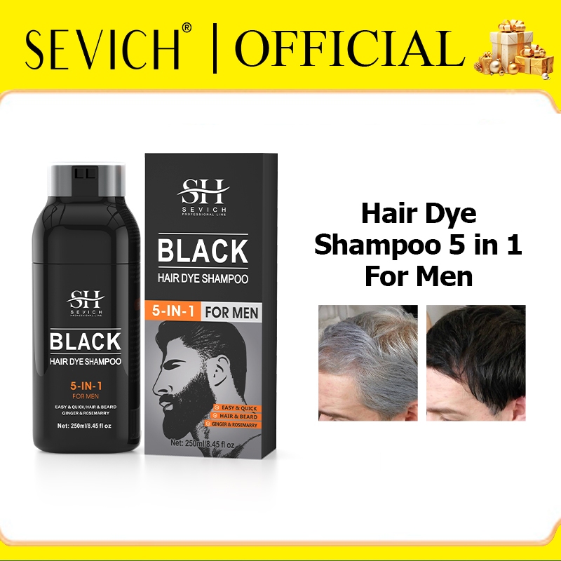 SEVICH HAIR DYE SHAMPOO 5 in 1 For Men Natural Color Nourishing Formula ...