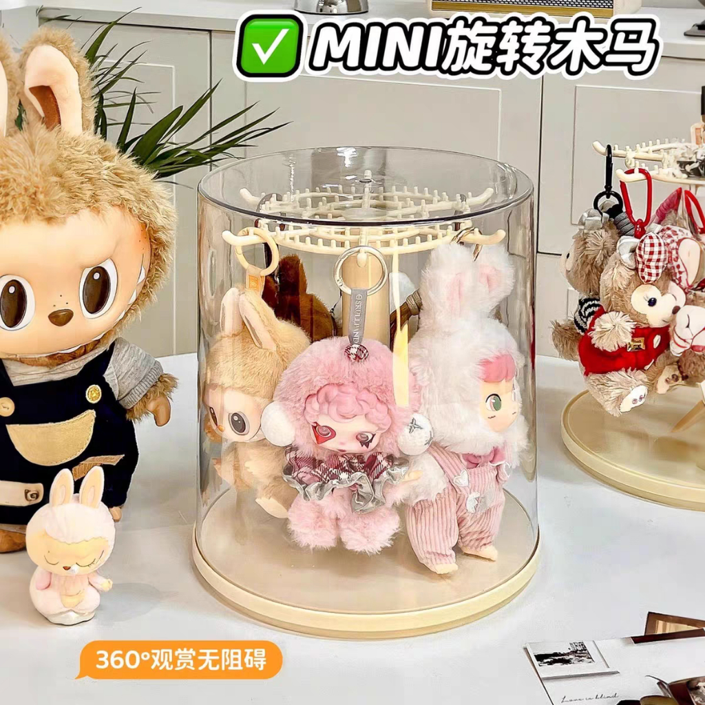Labubu Box Cartoon Labubu Rotating Box Plush Doll Transparent Dust ...