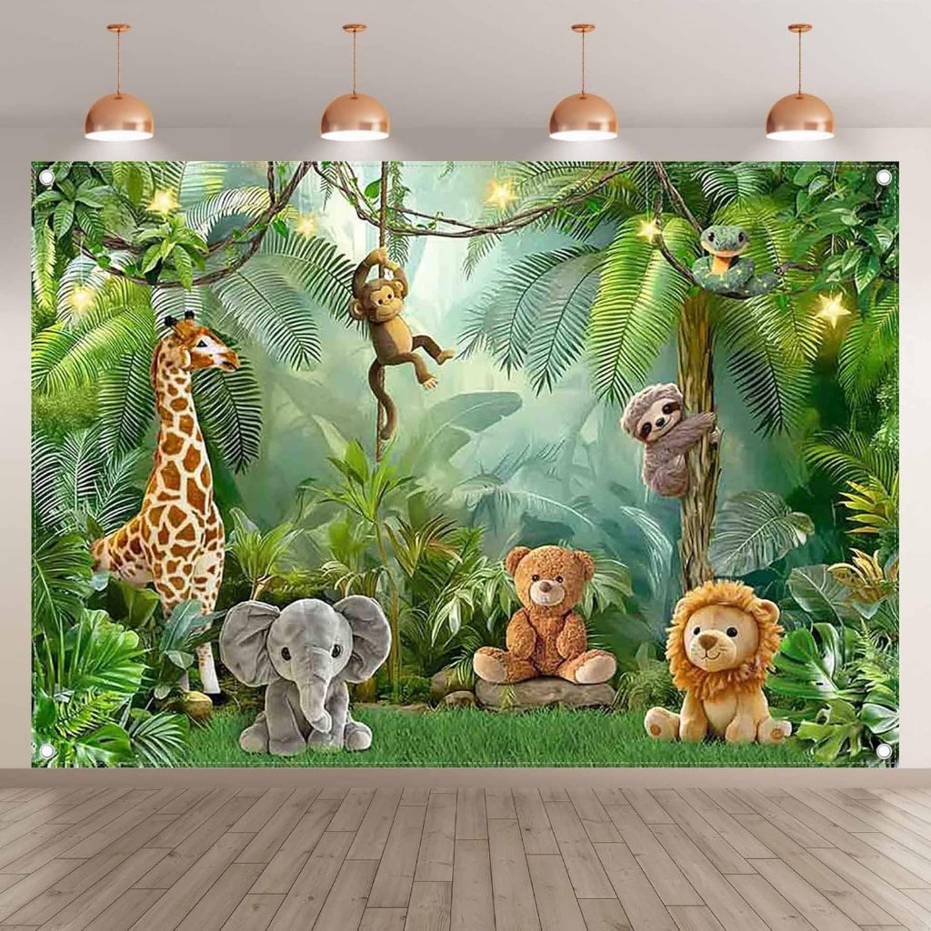 5x3ft Tropical Rainforest Backdrop Safari Wild Animals Jungle ...