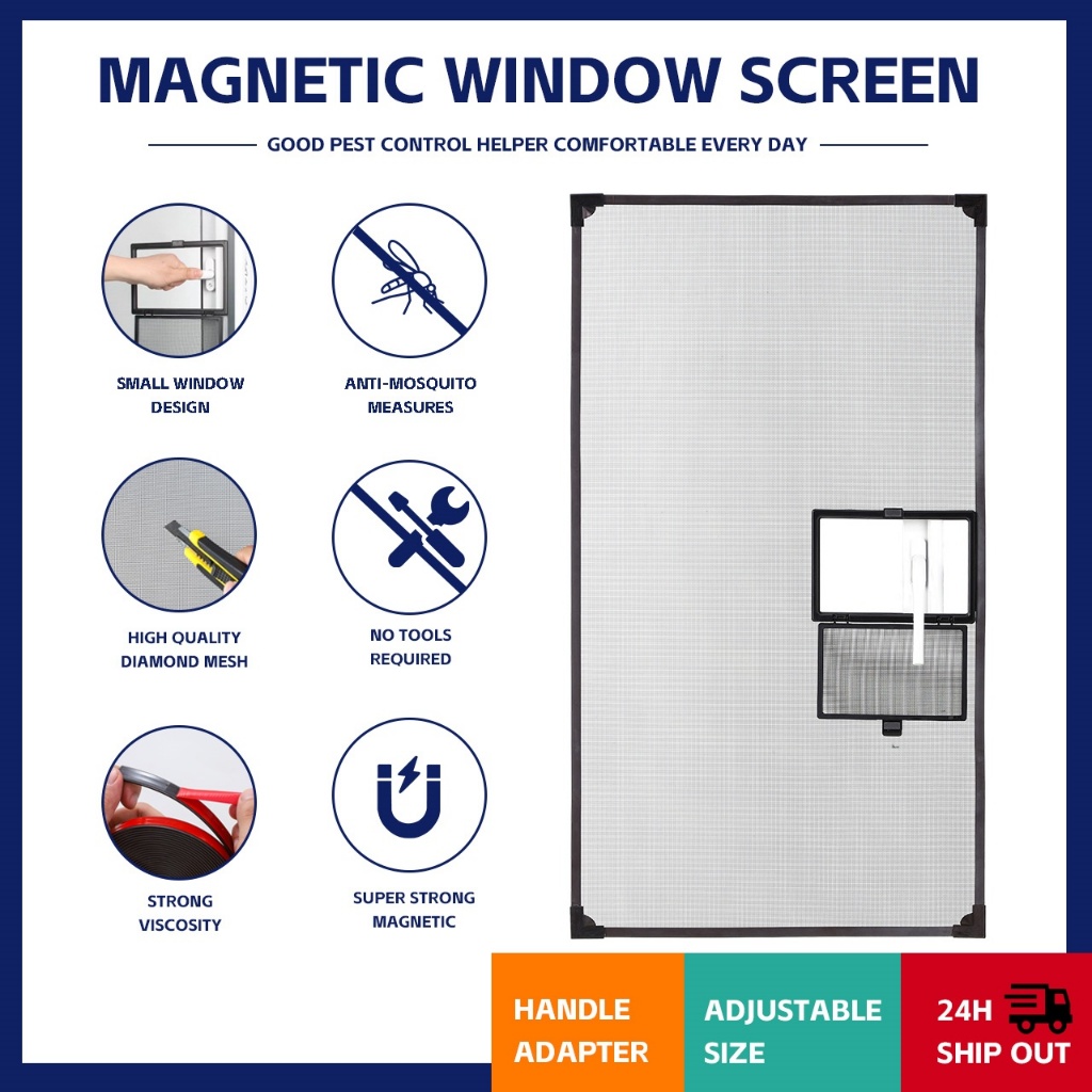 【Local Stock】(Full Set - All Frame)Magnetic Mosquito Net Mesh Customize ...