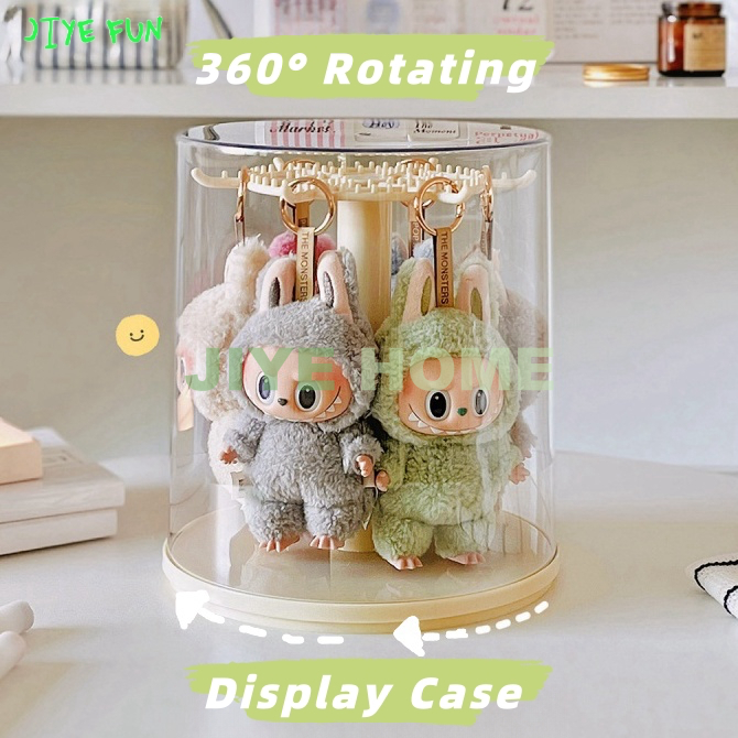 360° Rotating Labubu Plush Toys Transparent Display Case Hanging ...