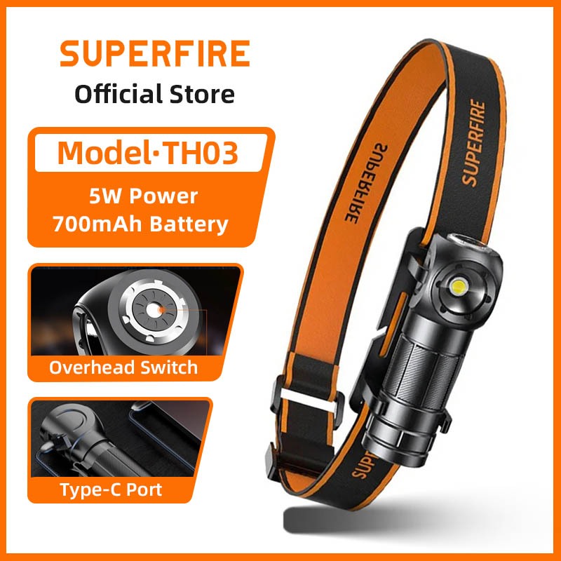 SUPERFIRE TH03 5W Powerful Head Flashlight Rechargeable Headlamp EDC ...