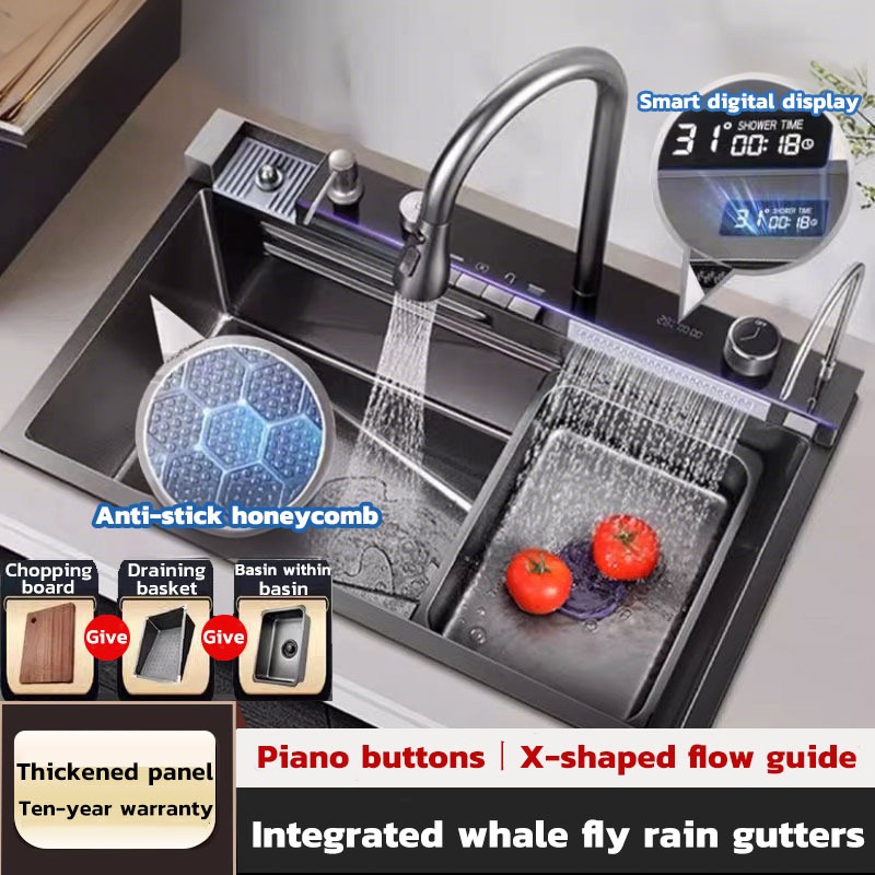 NANO Sink 304 StainlessSteel Flying Rain Waterfall Single Bowl ...