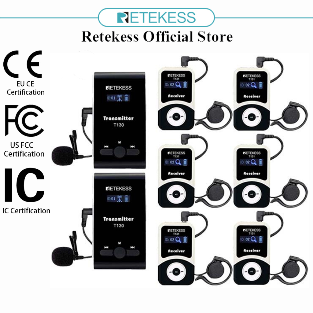 Retekess T130 50m Wireless Tour Guide System Audio Microphone System ...