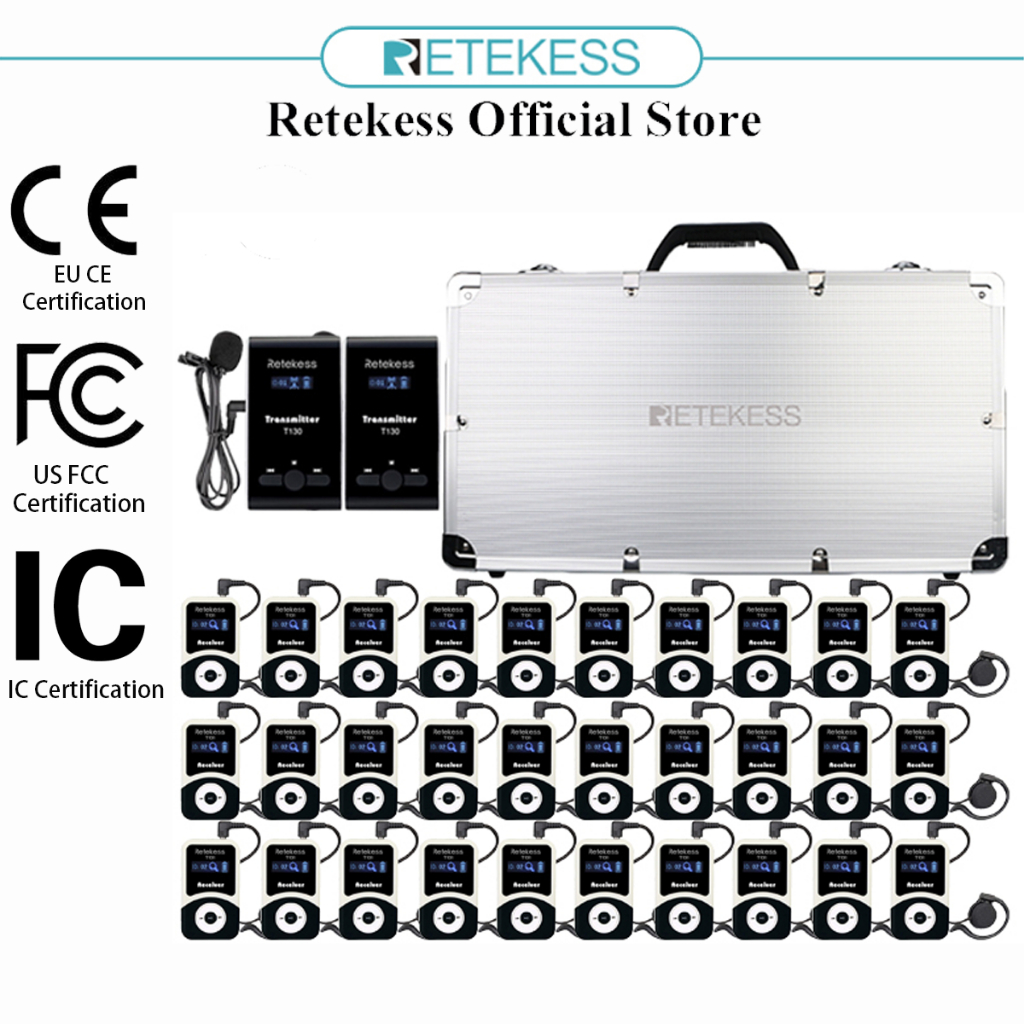 Retekess T130 50m Wireless Tour Guide System Church Translation (2 ...