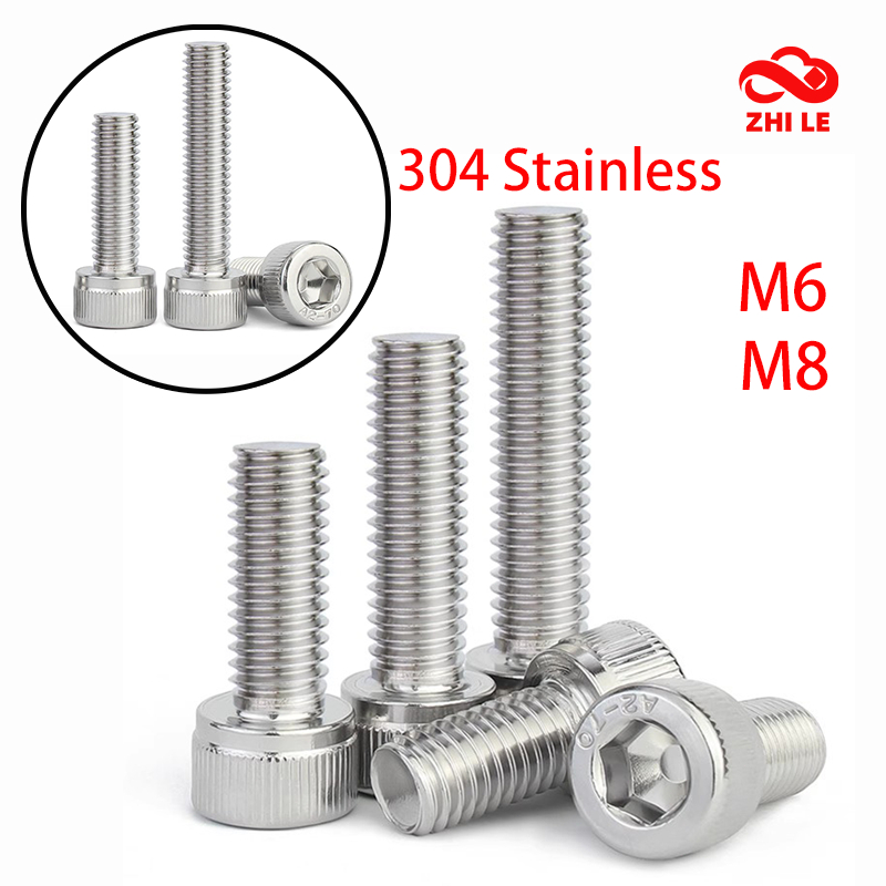 M6 M8 Socket Hexagon Cap Head Bolts 304 Stainless Steel Computer Screws ...