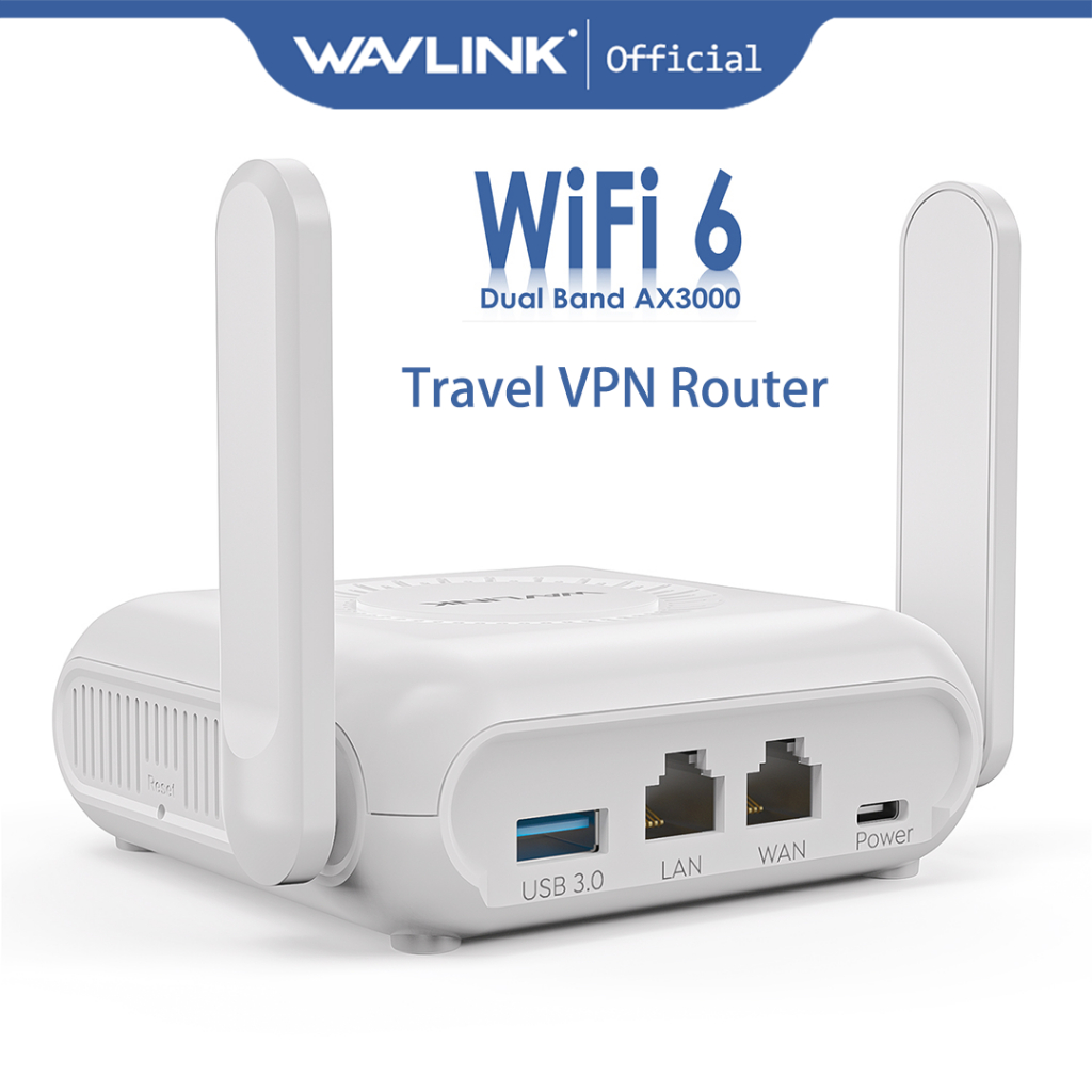 WAVLINK AX3000 Wi-Fi 6 Portable Travel VPN Router, USB-C Power Pocket-Sized Gigabit LAN WAN ...