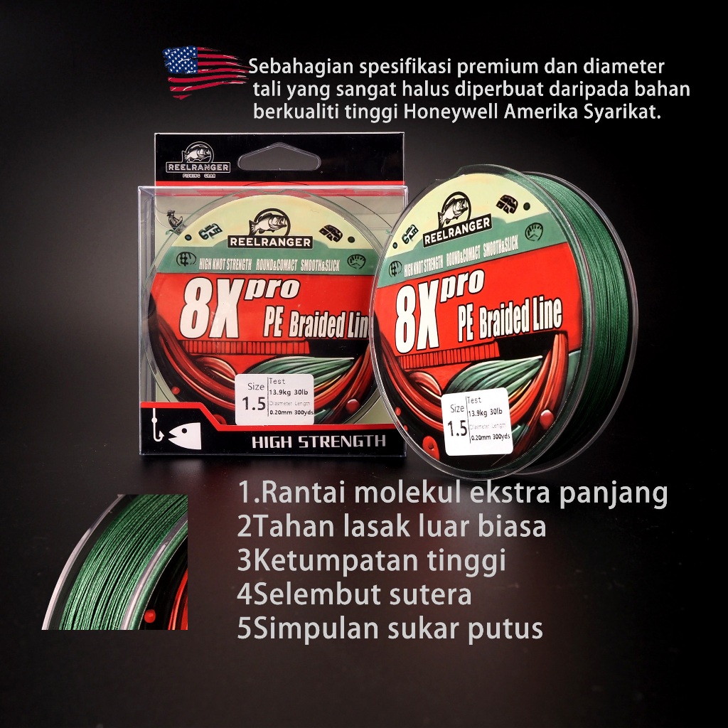 Reelranger 8X Braided Fishing Line, Colorful Wear-Resistant UHMWPE ...
