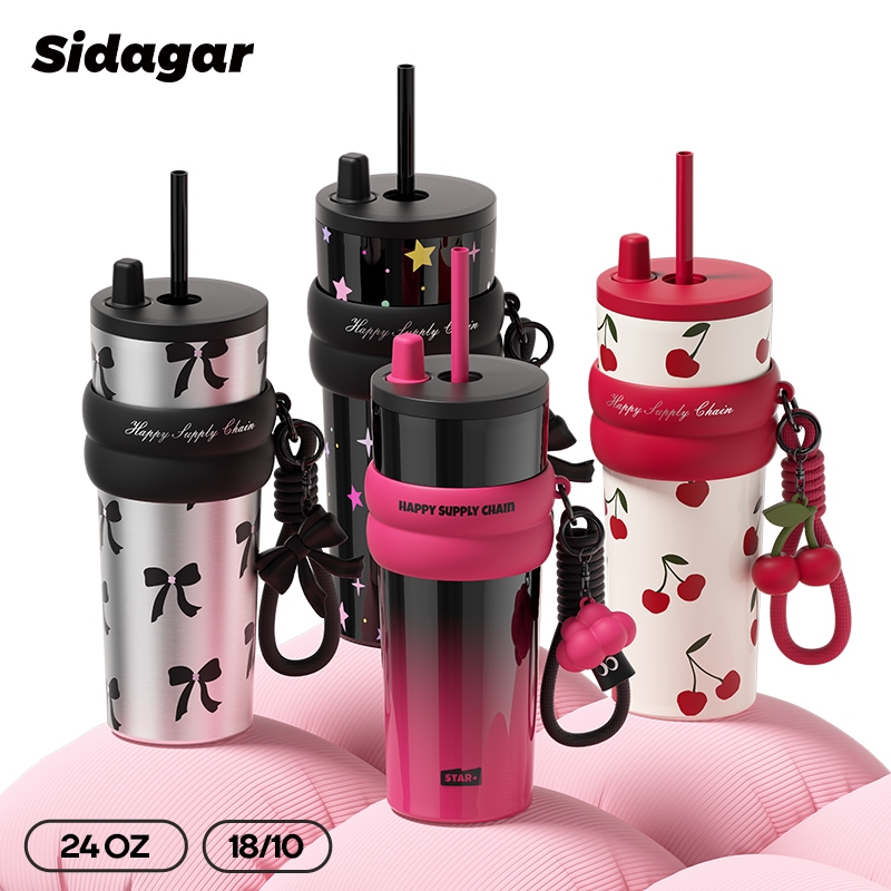 Sidagar Aurora Starry Night Cup 316L Stainless Steel & Ceramic Clad Tumbler Bottle (710ml/24oz ...
