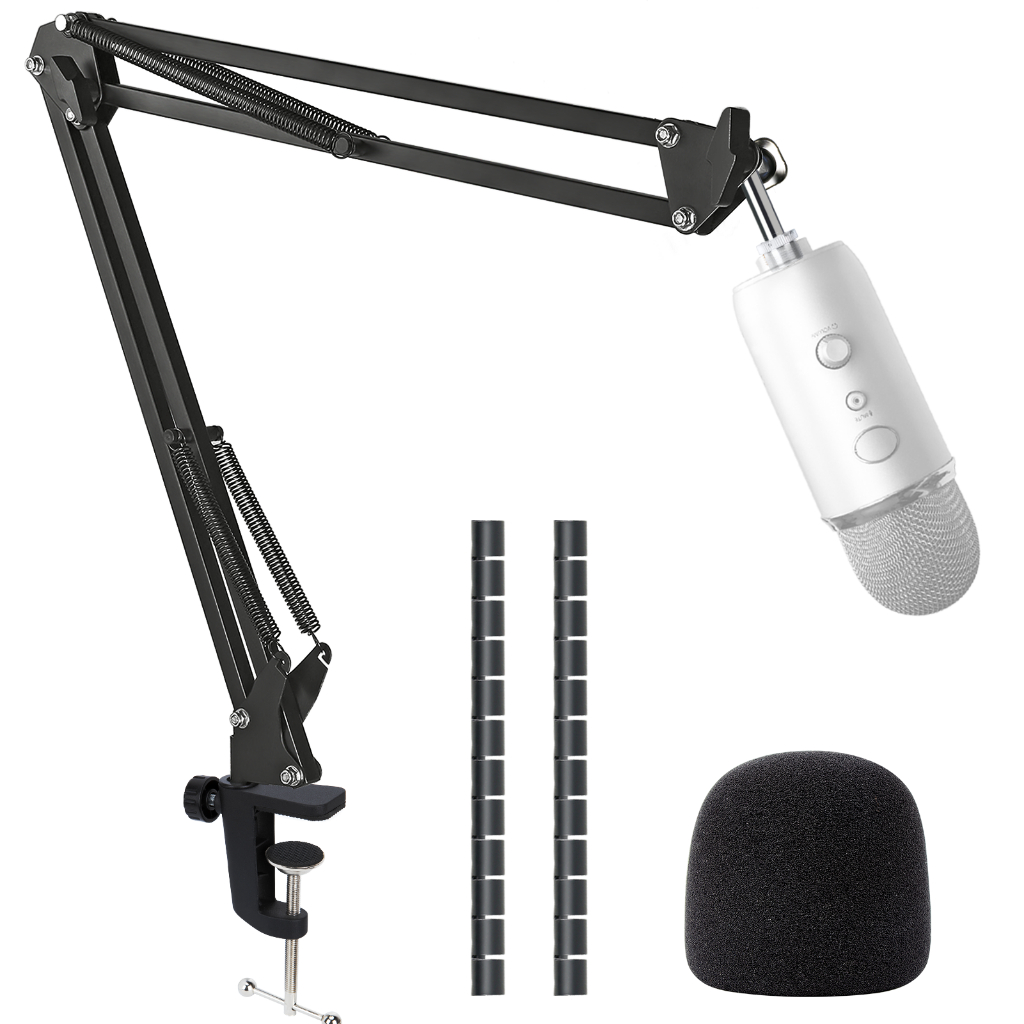 Blue Yeti Microphone Boom Arm Stand with Yeti Microphone Pop Filter ...
