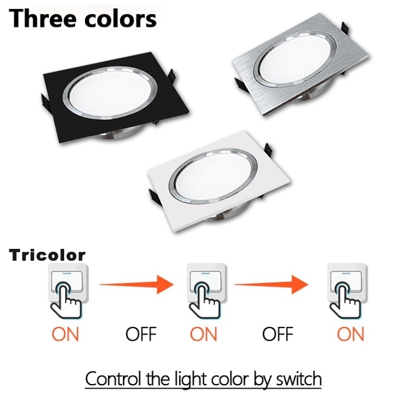 Tri Color LED Downlight 5W 7W 12W Recessed Pin Lights Panel Ceiling ...
