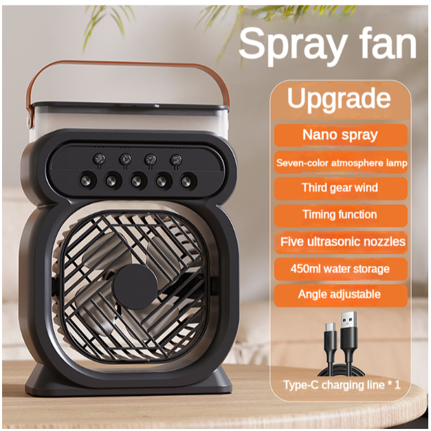 Portable USB Mini Aircond Air Cooler Mist Fan LED Aroma Air Cooling Ice ...