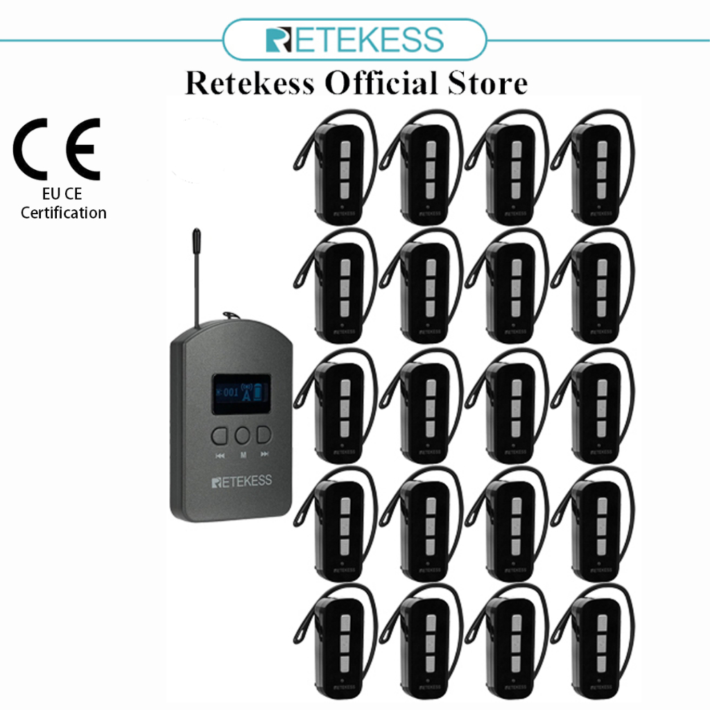 Retekess TT112 Tour Guide System Wireless Microphone Transmitter with Receivers for Church ...