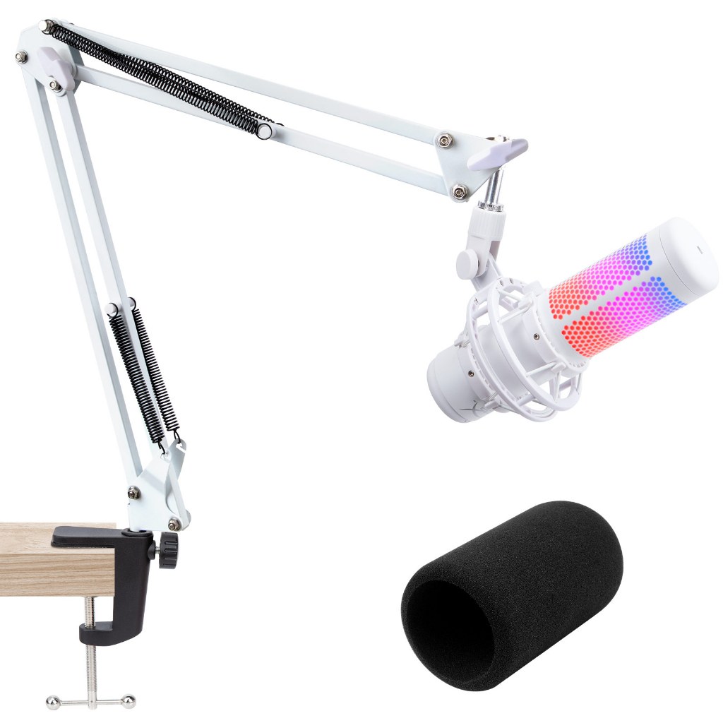 HyperX QuadCast S White Boom Arm - White Mic Arm Compatible with Hyper ...