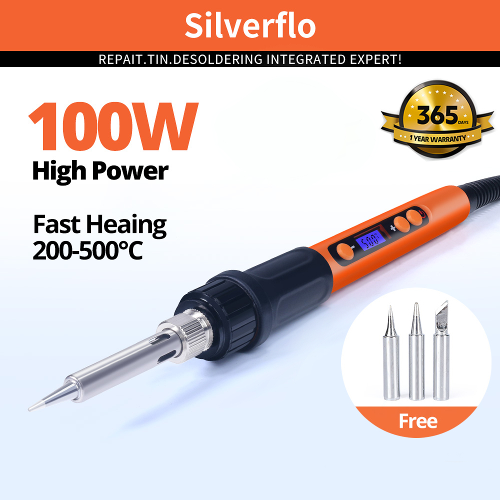 Silverflo 928D Electric soldering iron Kit Set 100W LCD Digital Display Adjustable Temperature ...