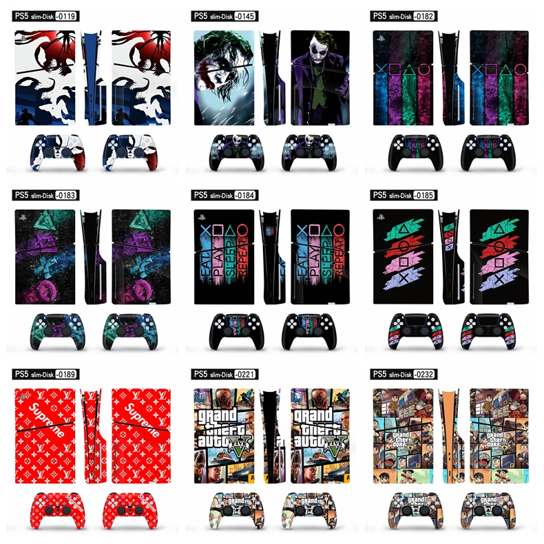 50 Colors Skin Sticker Compatible with Sony Playstation 5 Slim Disc ...