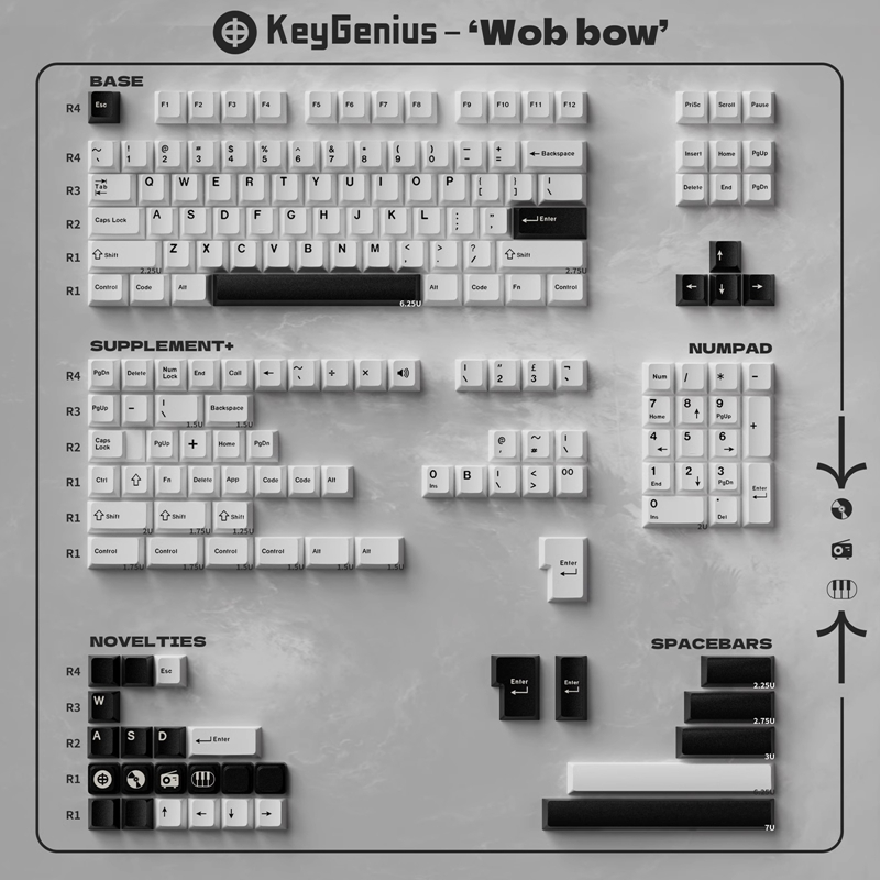 【Keycap Only】BOW Keycap 180 Keys PBT Double Shot Cherry Profile For ...