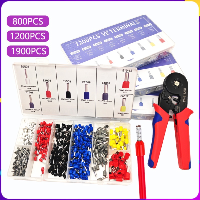 HSC8 6-4A 800/1200/1900pcs Ferrule Crimper Plier Kit Tubular Terminal ...