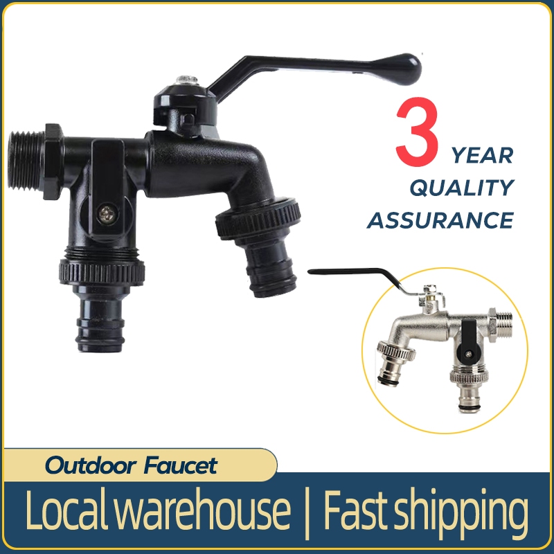 Outdoor faucet Two way tap Double water outlet faucet One-in two-out ...