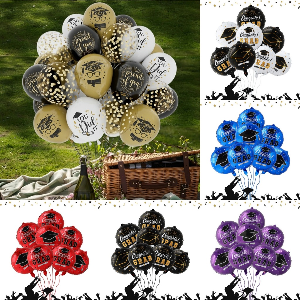 Matte Black Gold Graduation Balloon Congrats Grad Class Of 2025 ...