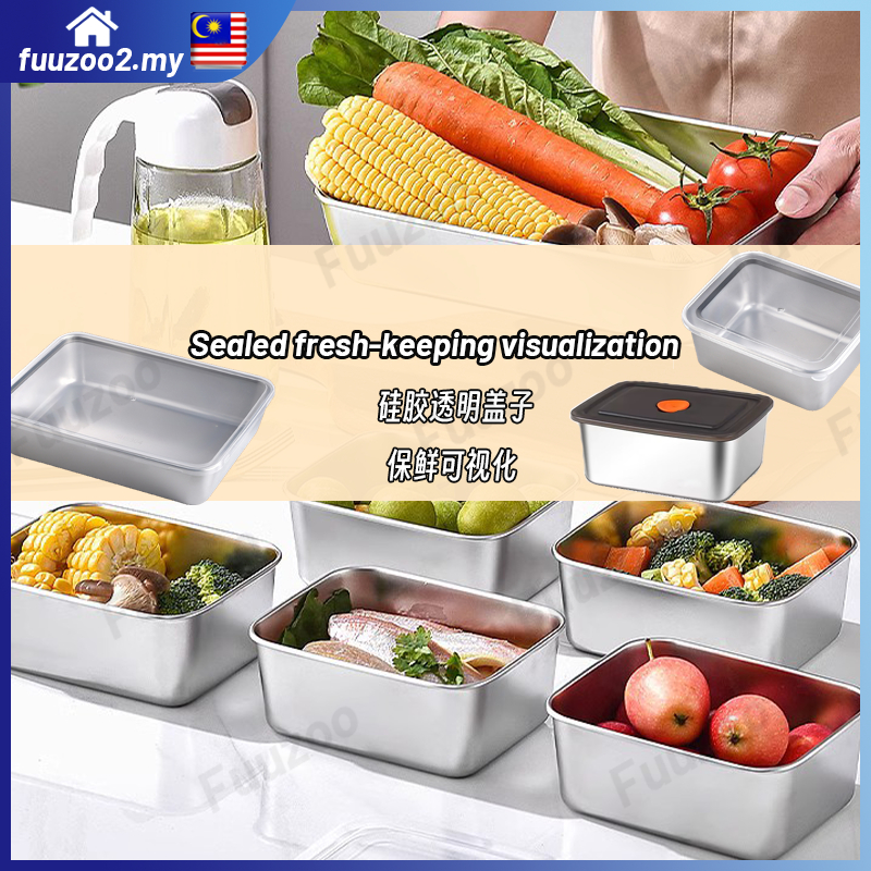 Stainless Steel Organizer Crisper Fresh-Keeping Storage Box with Lid ...