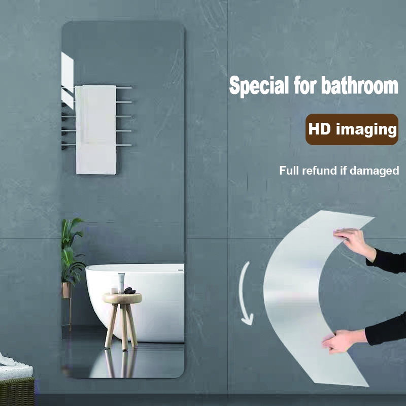 Acrylic Mirror Bathroom Cermin Wall Sticker Stitching Mirror Full ...