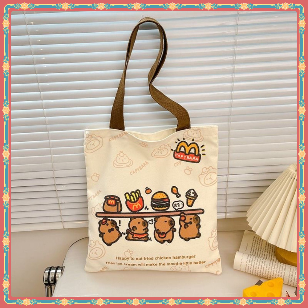 New Cute Capybara Canvas Bag Capybara Cartoon Cute McDonald's Car ...