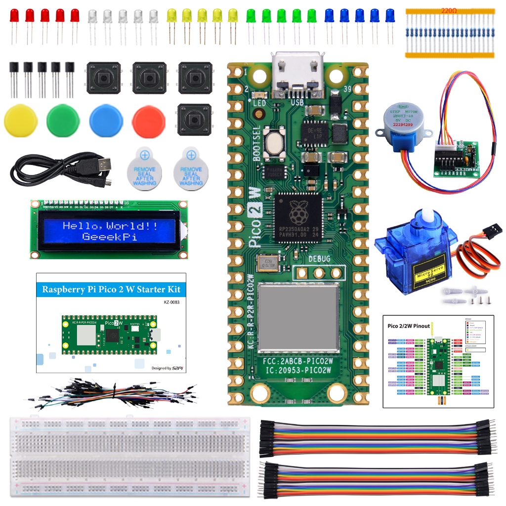 52Pi Raspberry Pi Pico 2 WH Starter Kit Programming Experiment Breadboard | Shopee Malaysia