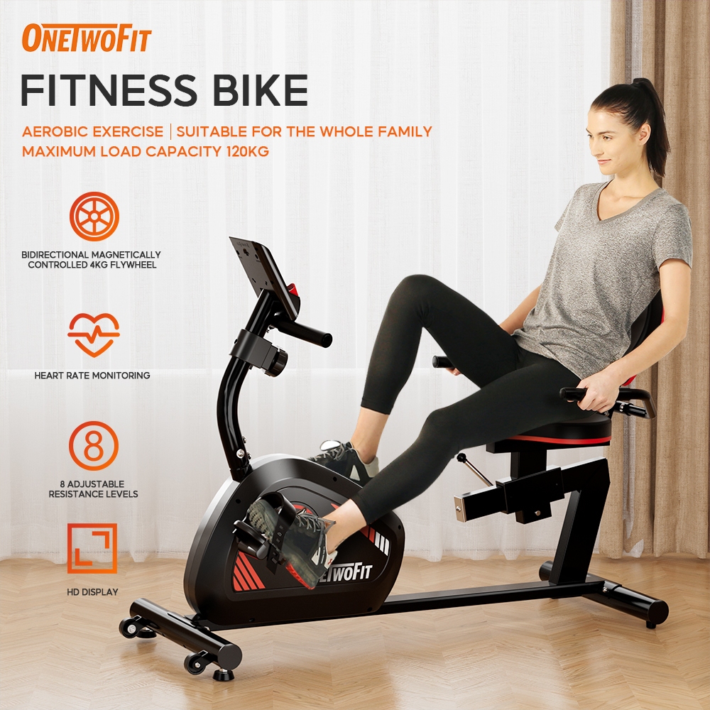 OneTwoFit Recumbent Bike Indoor Bicycle Exercise Fitness Stepper Basikal Exercise Equipment ...