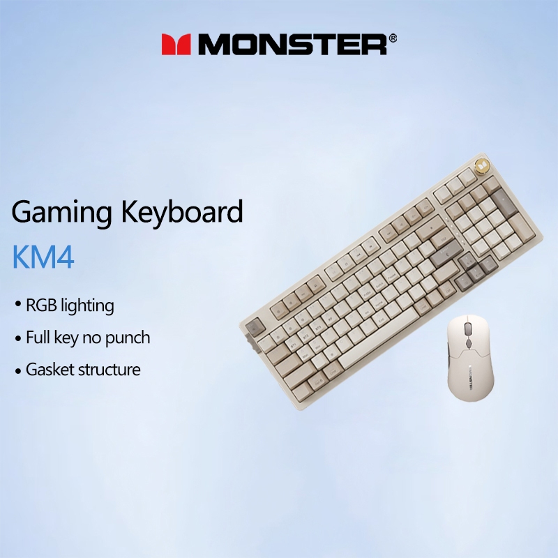 Monster KM4 Bluetooth Wired Mouse Low Latency RGB Light Effect Non Slip ...