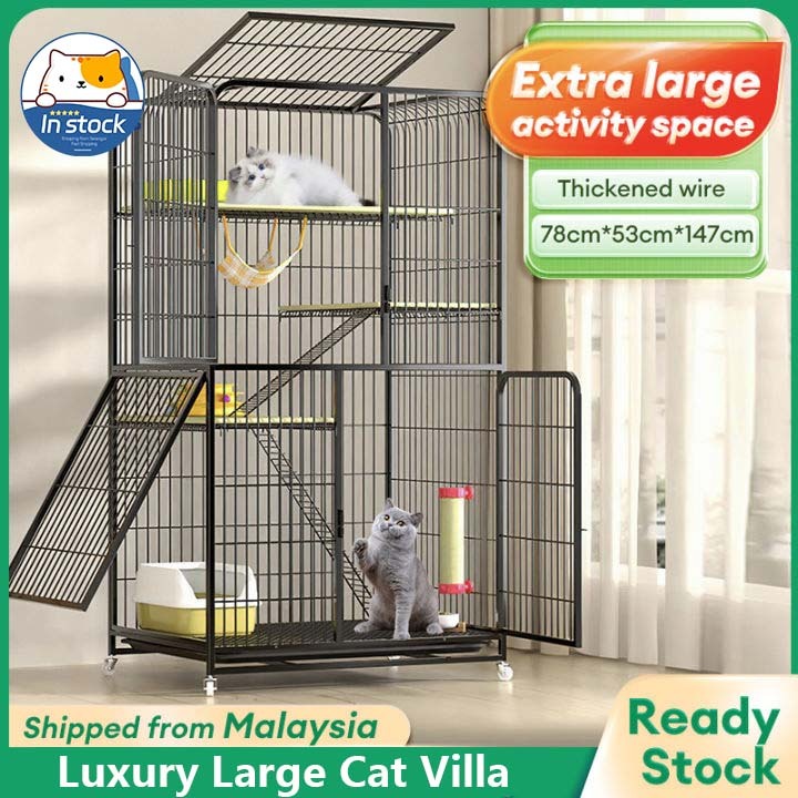 Cat Cage Large Sangkar Kucing Cat Cage Dog Cage Villa Cat House Indoor ...