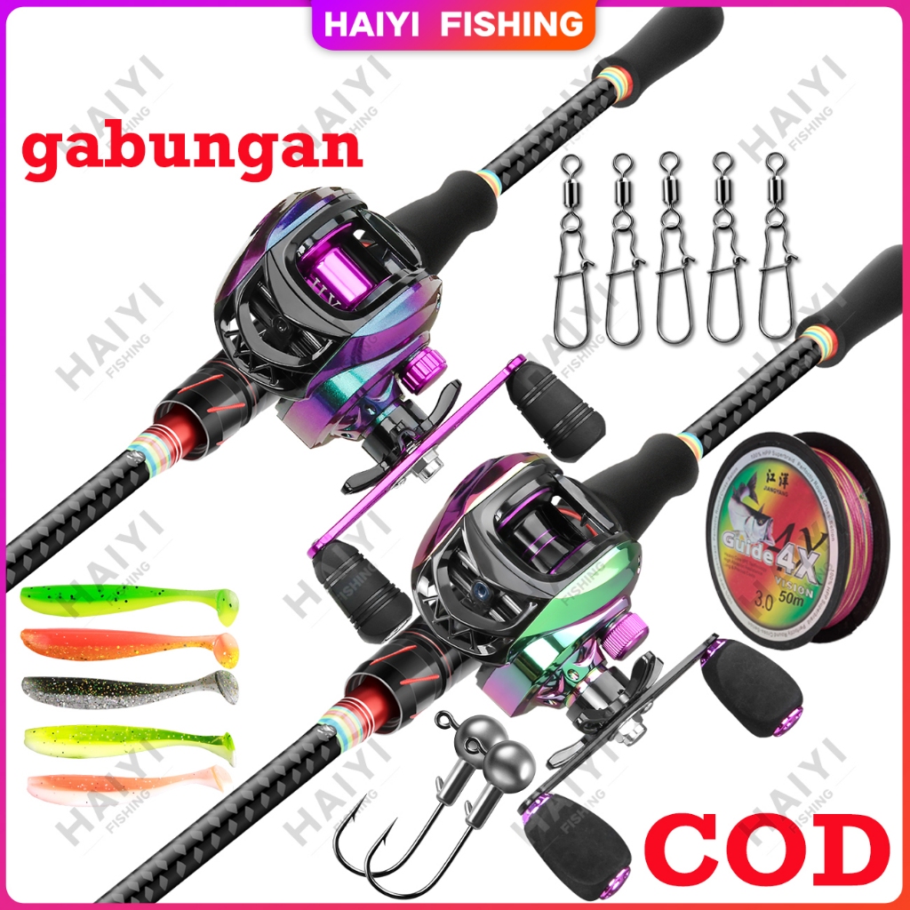 HAIYI FISHING Casting rod fishing set 1 set joran pancing bc reel metal ...