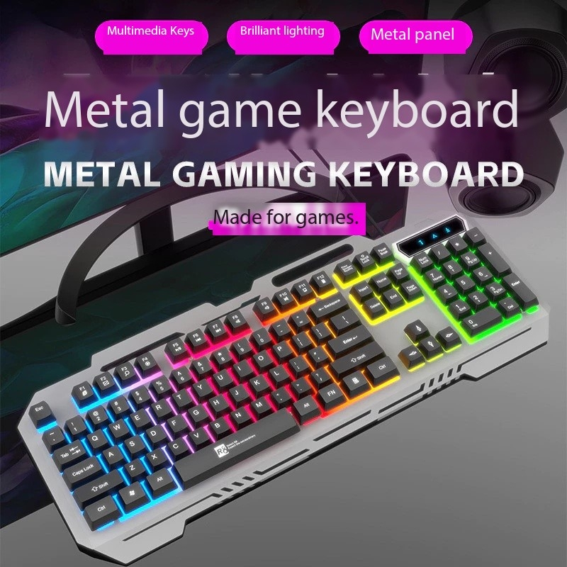 R8 Brand Gaming Metal Keyboard Mechanical Feel Wired Gaming Gaming ...