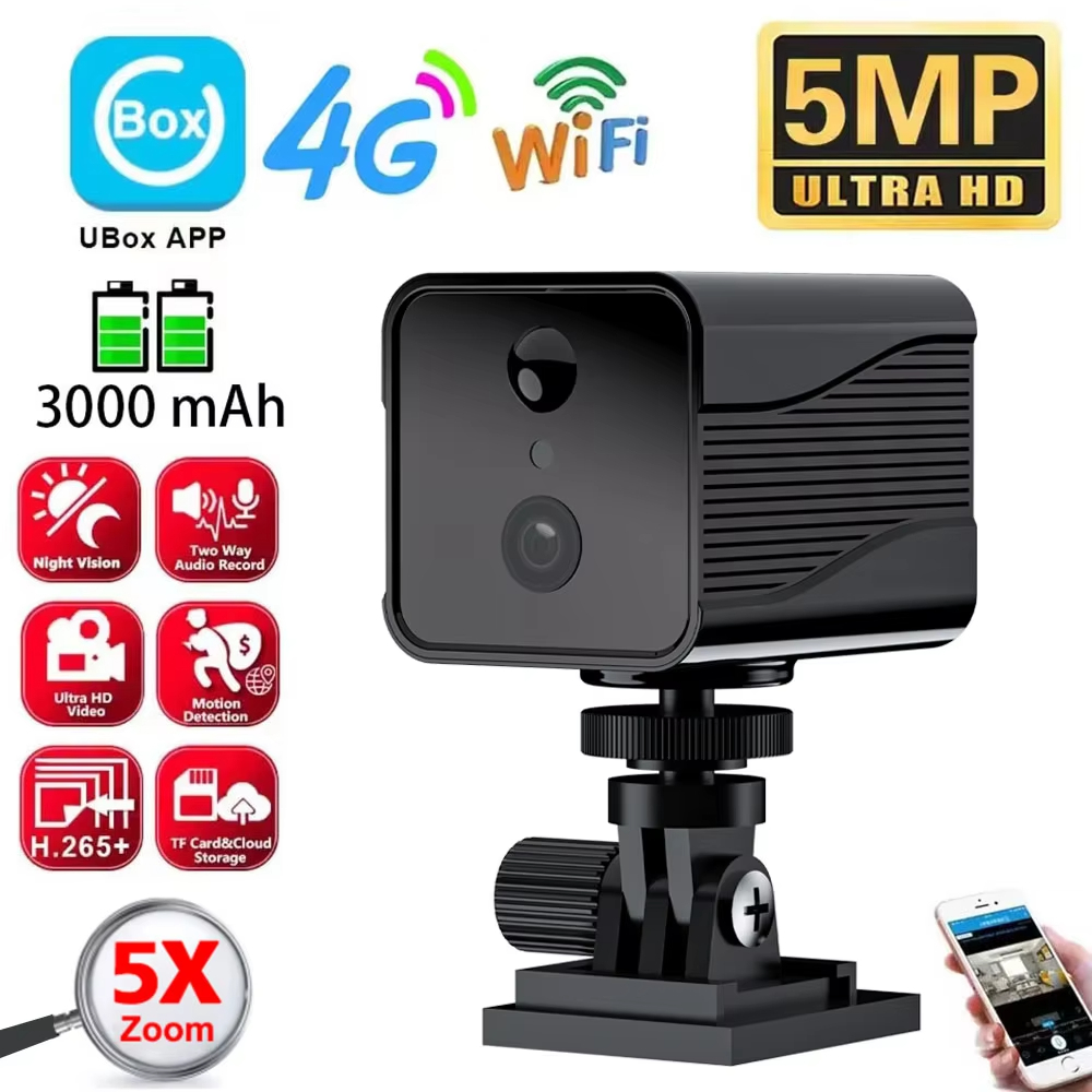 Mini 4G Security Camera SIM Card or Wifi Ultra HD Surveillance Camera ...