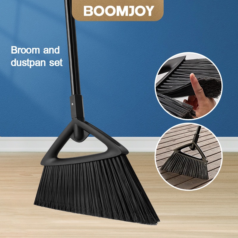 BOOMJOY Heavy Duty Broom, Commercial Angle Broom with Long Handle ...